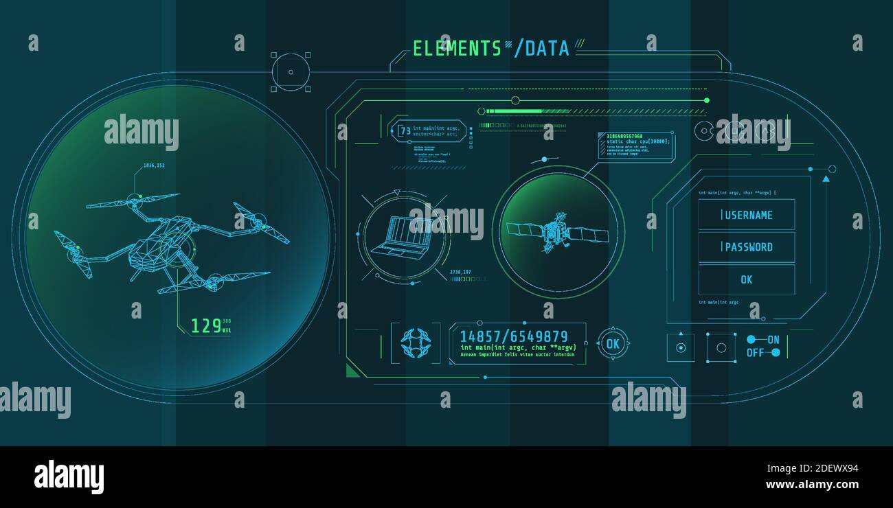 Design of the virtual interface of the drone protection program Stock ...