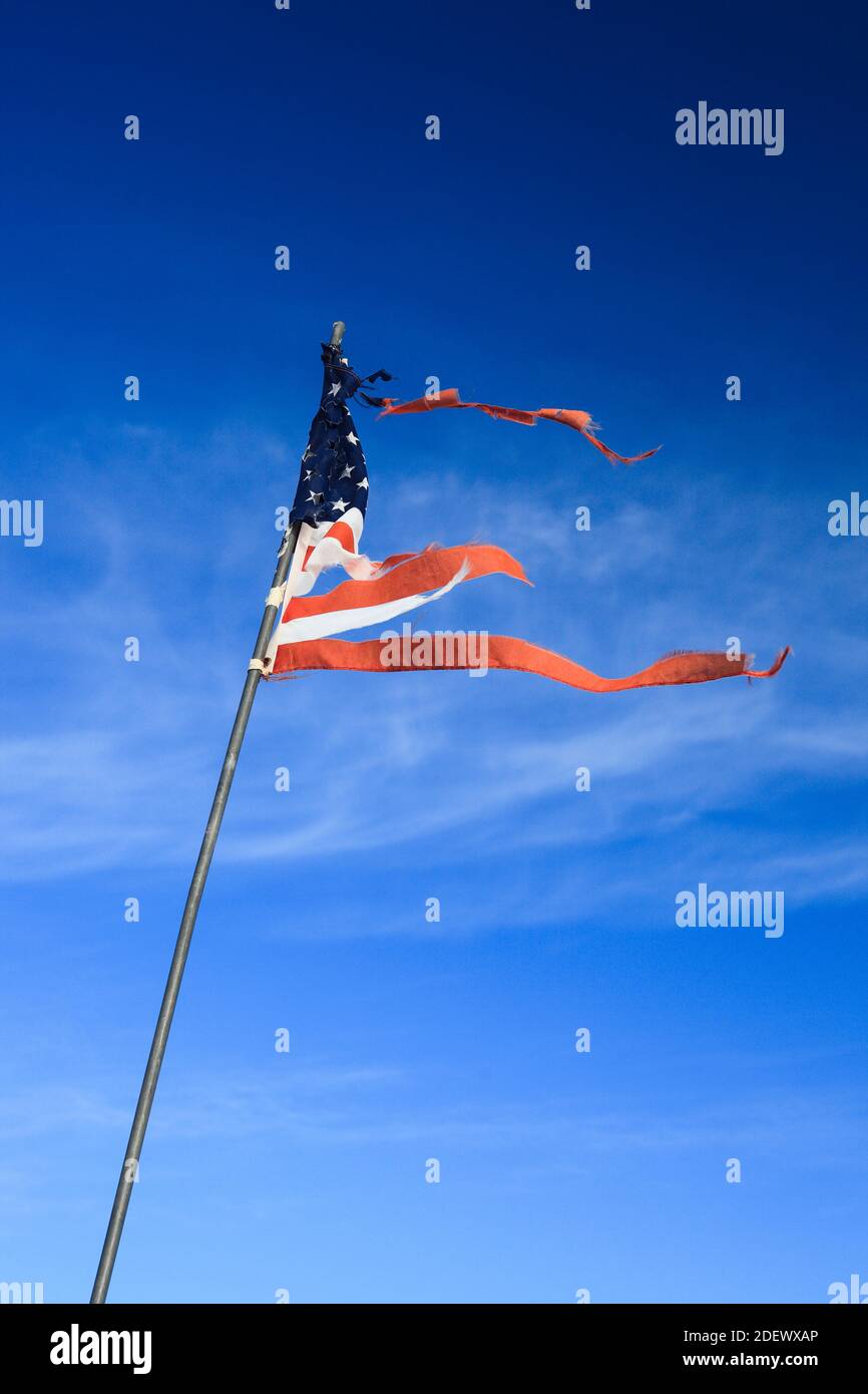geography / travel, USA, Utah, rupture American flag waft in the wind ...