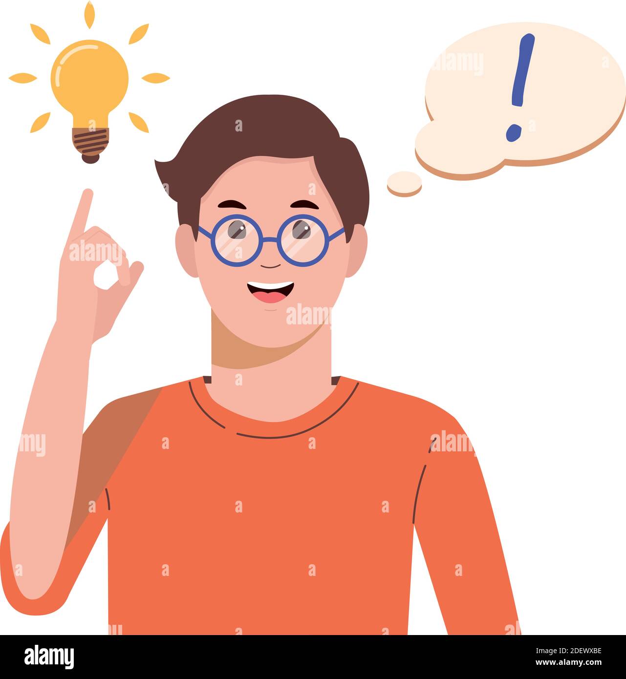 Problem solving concept. A man thinks and solves a problem. A luminous ...