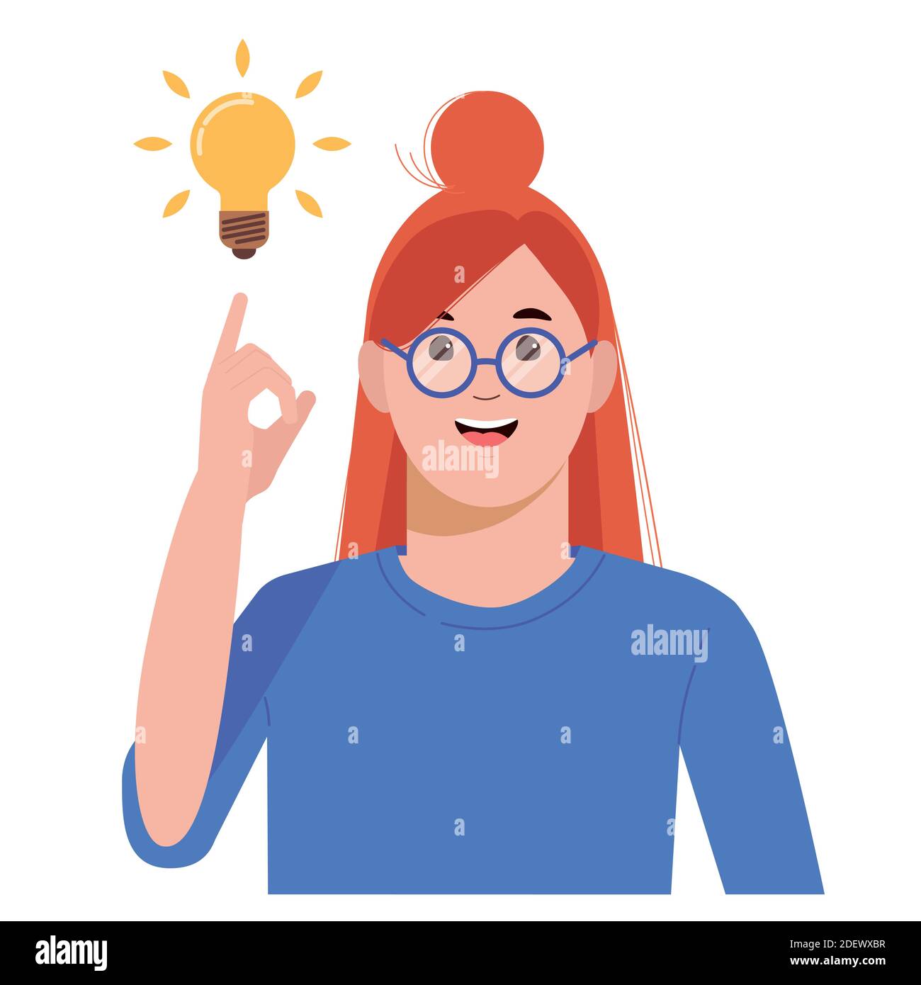 Problem solving concept. Woman thinks and solves a problem. A luminous ...