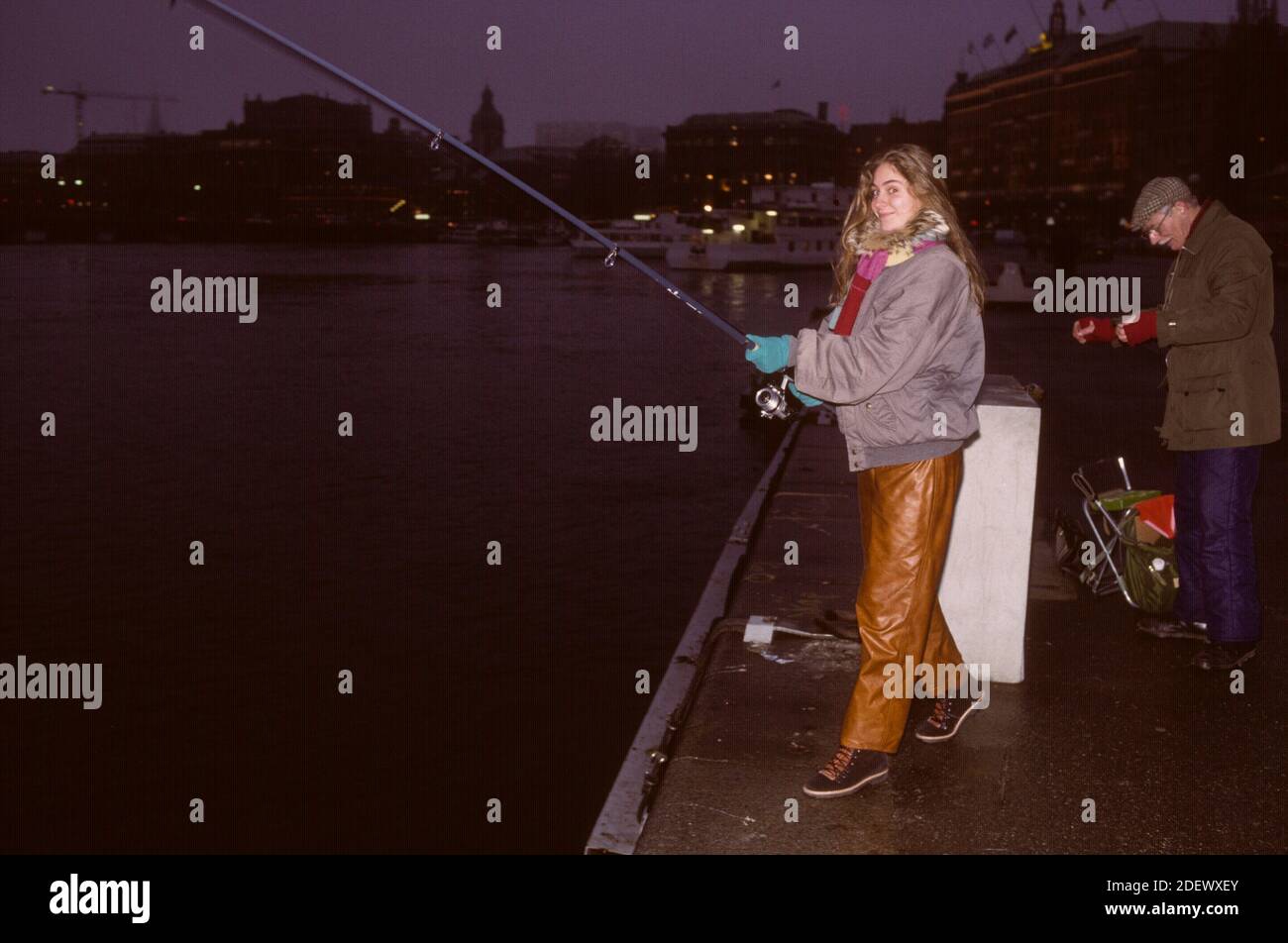 SISSEL KYRKJEBÖ Norwegian singer and artist fishing in Stockholm Stock ...