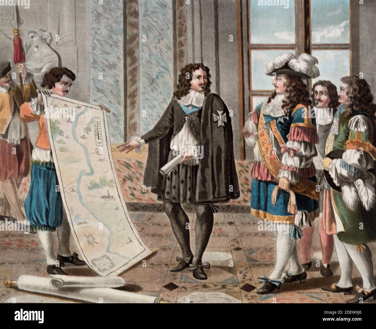 Jean-Baptiste Colbert (1619-1683) Presents His Projects including a Map ...