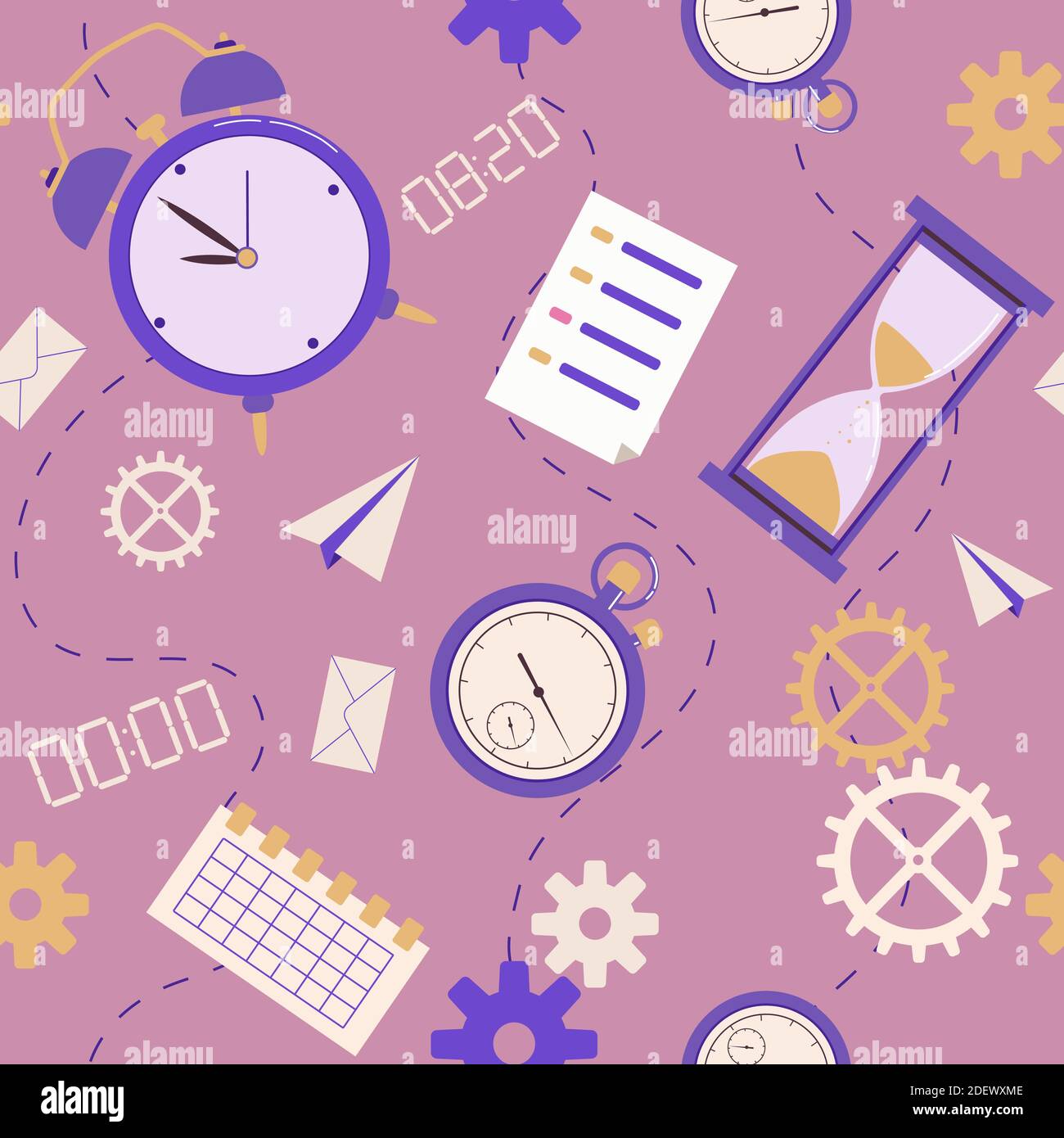 Time managemment seamless pattern. Background for planning and business ...