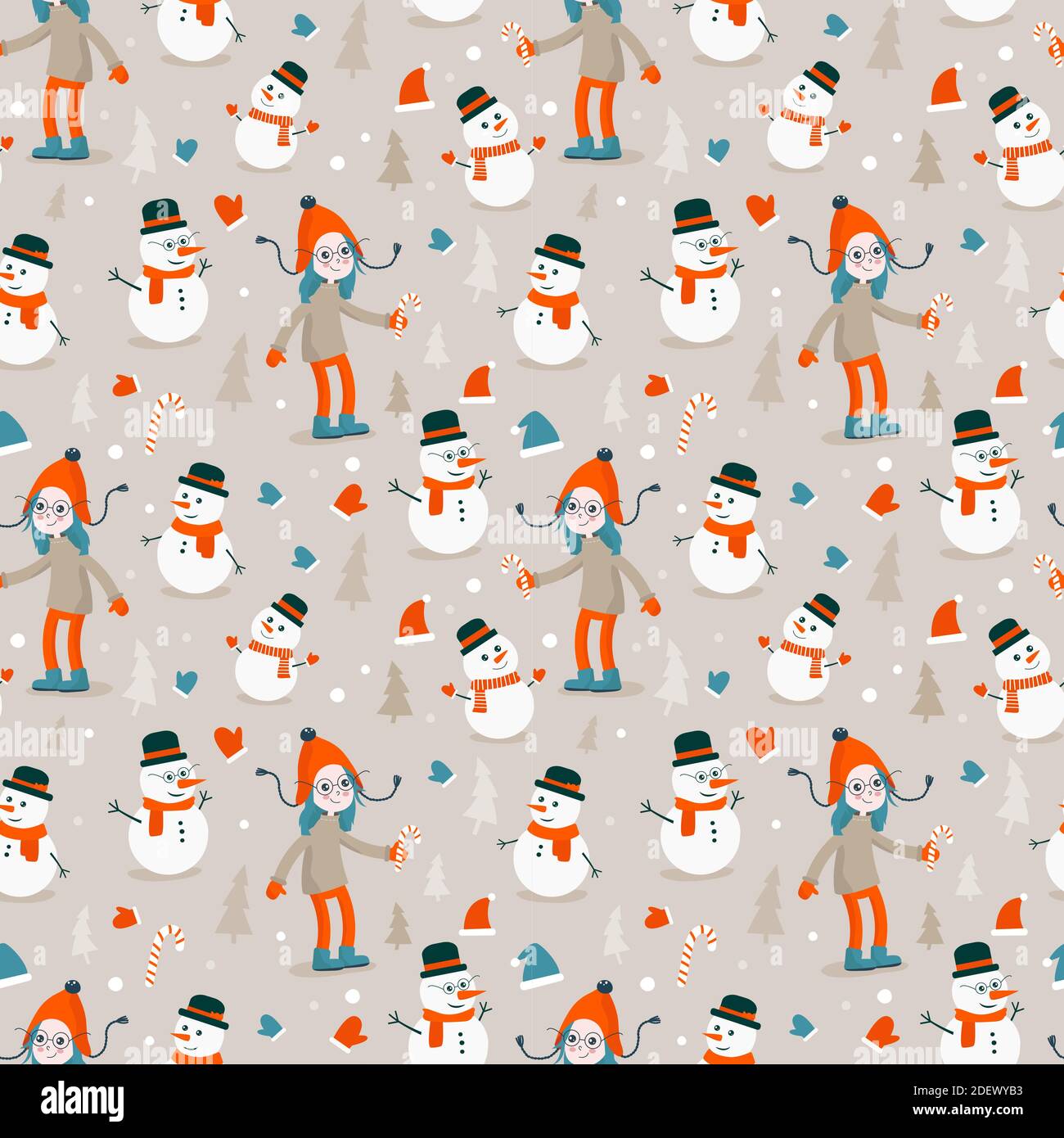 Cute girl snowman in Stock Vector Images - Alamy