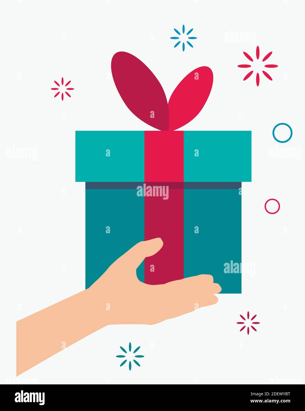 Human hand and gift box. Receives bonus or surprise concept for web ...