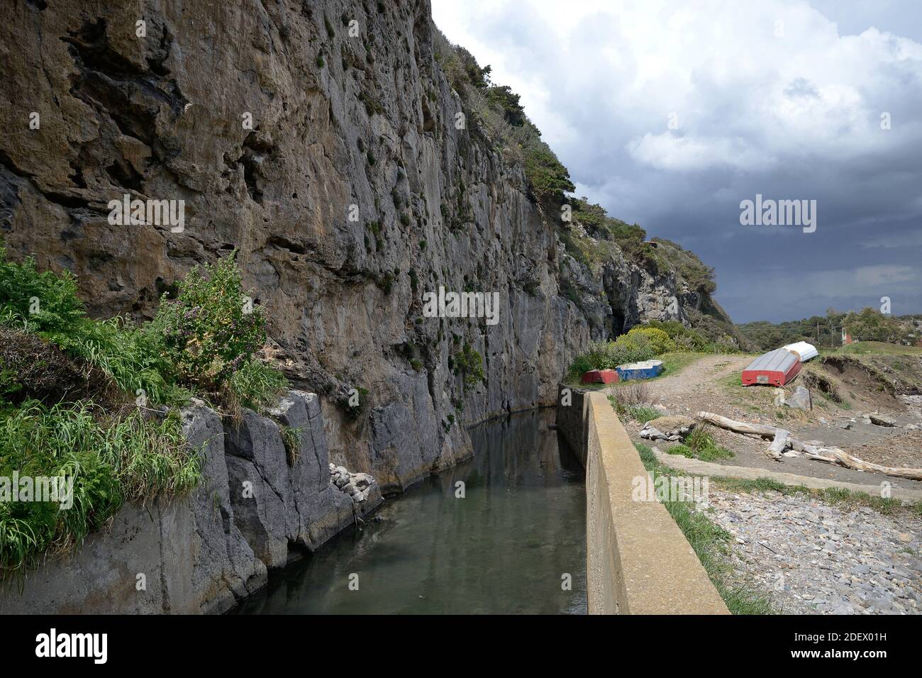a stretch of the canal built by the ancient Romans by cutting the rocky ...