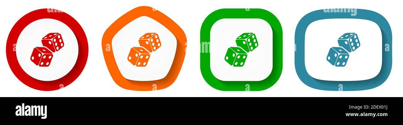 Set of flat design vector dices icons, gamble symbol illustration in ...