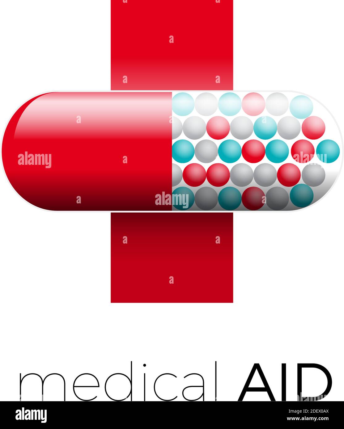Vector icon medical aid. Cross with pill Stock Vector Image & Art - Alamy
