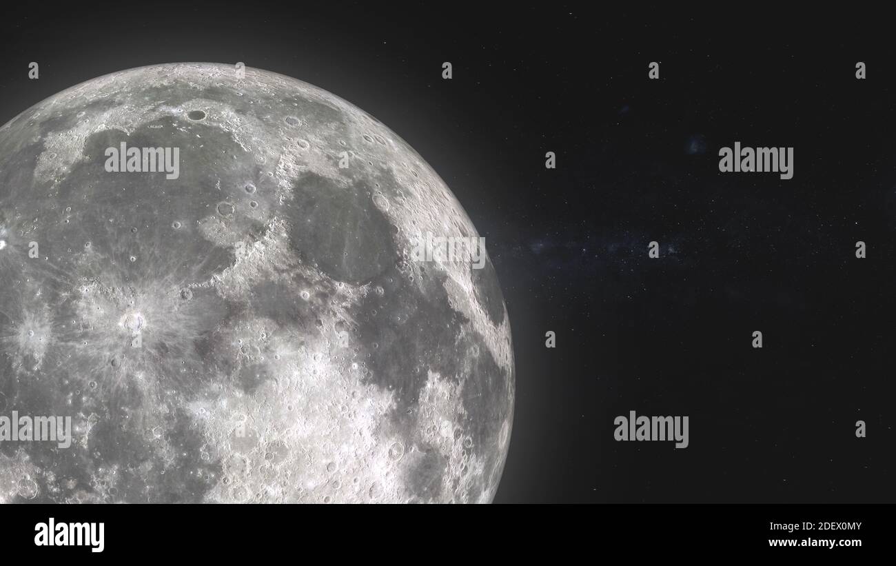 Bright full moon over the Milky Way with copy space. High resolution ...