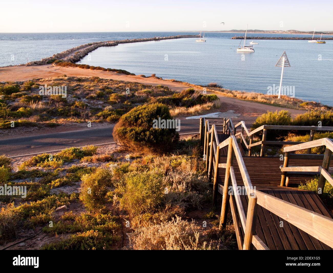 Port Denison harbour breakwater from Fishermens Memorial Lookout, Point ...