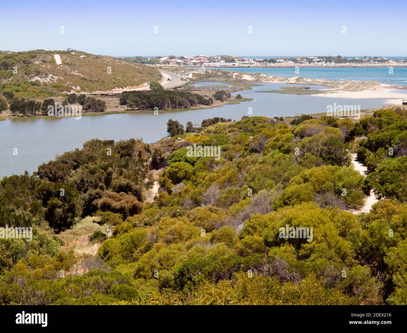 Walking trail beside the Irwin River, Dongara, Western Australia Stock ...