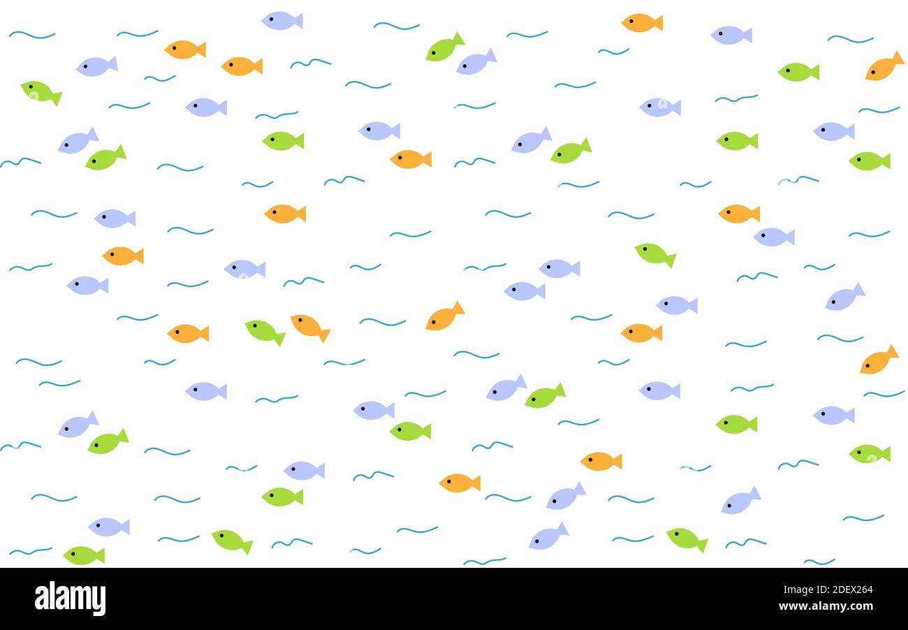 Seamless pattern with fish. Colorful fish swim in flocks in the river ...