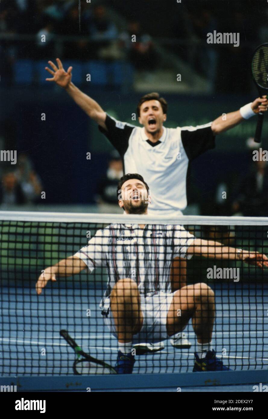 Italian tennis players Andrea Gaudenzi and Omar Camporese, 1990s Stock ...