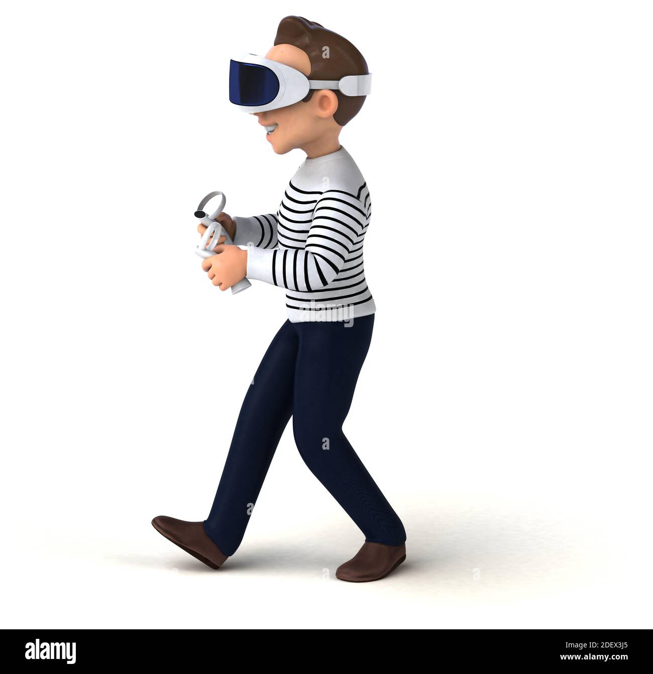 Fun 3D illustration of a cartoon man with a VR helmet Stock Photo - Alamy