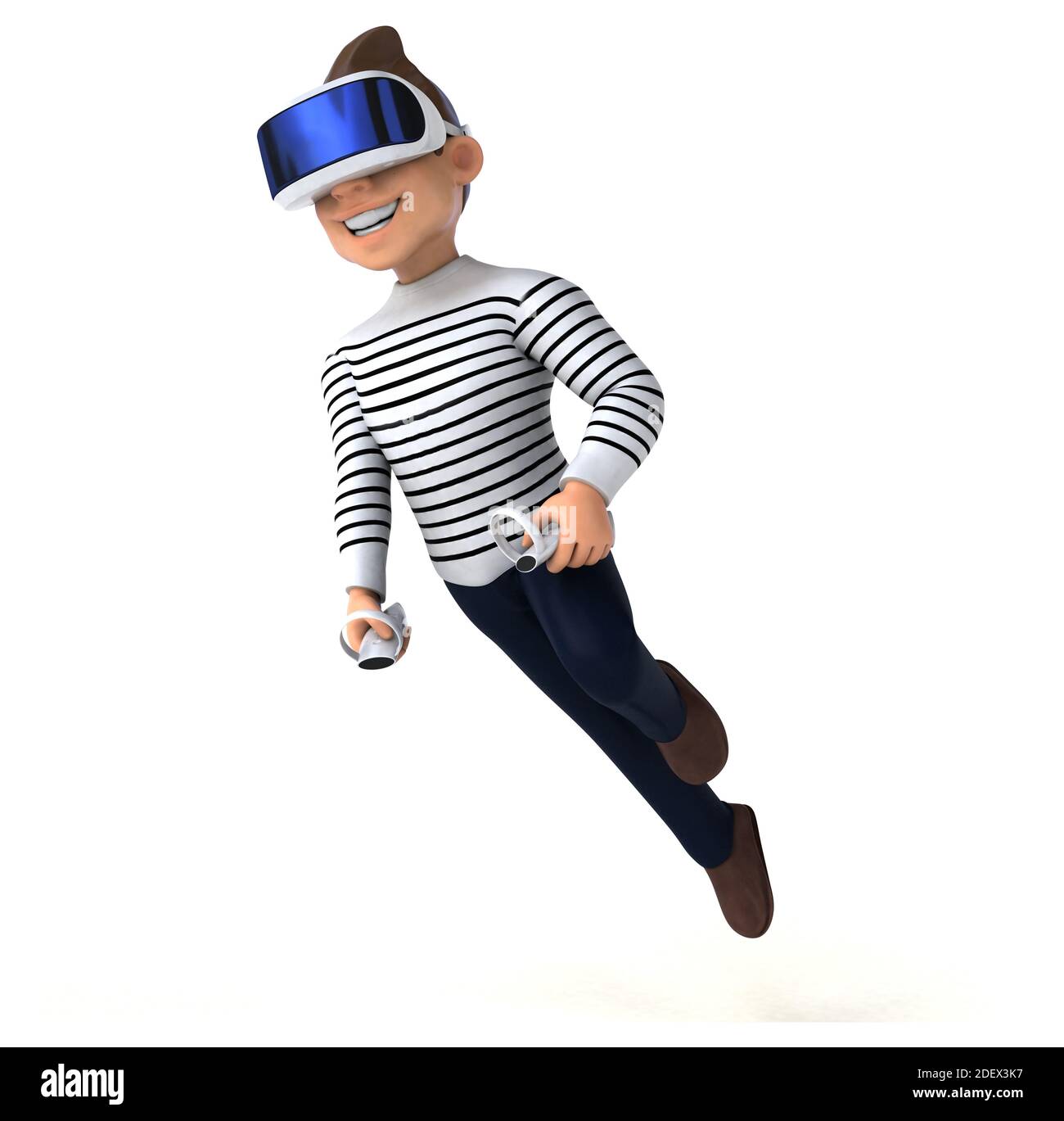 Fun 3D illustration of a cartoon man with a VR helmet Stock Photo - Alamy