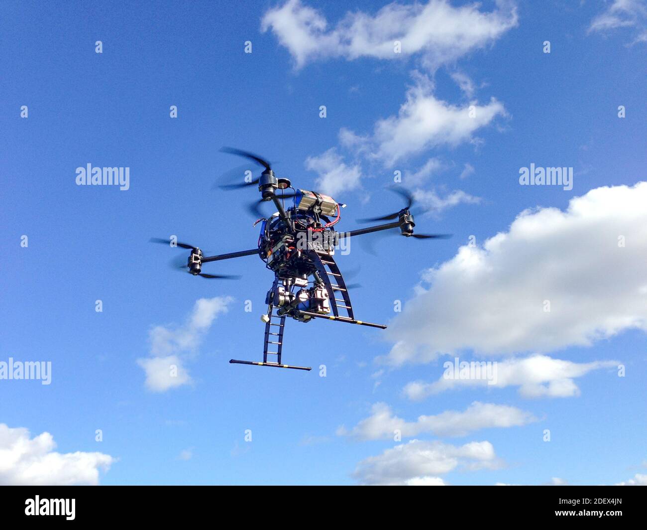 A large octocopter drone with eight motors made by Aeronavics carrying ...