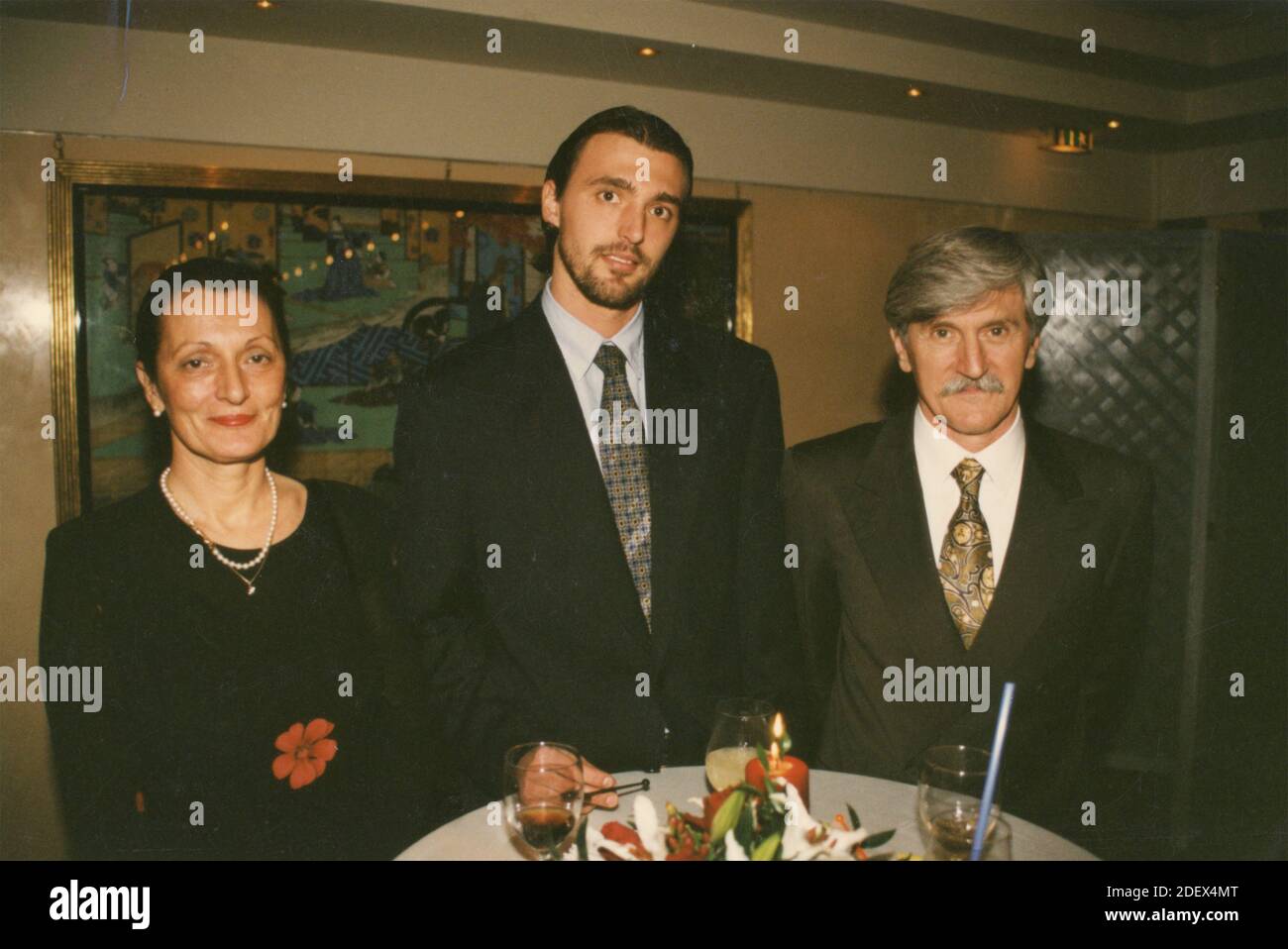 Croatian tennis player Goran Ivanisevich with his parents, 1990s Stock ...
