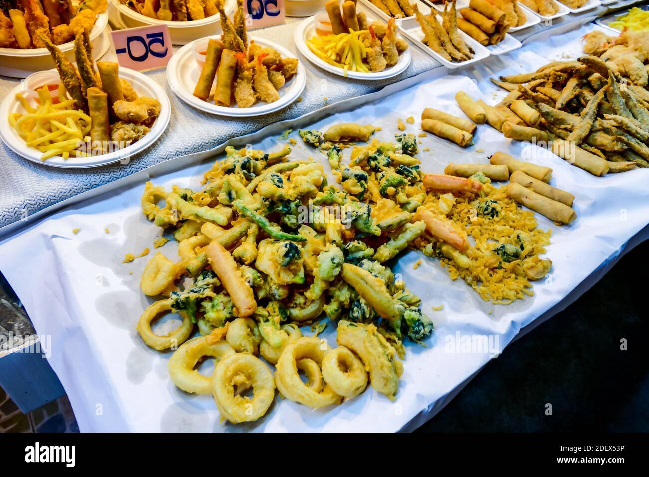 A high angle shot of deep-fried Thai snack food in sale Stock Photo - Alamy