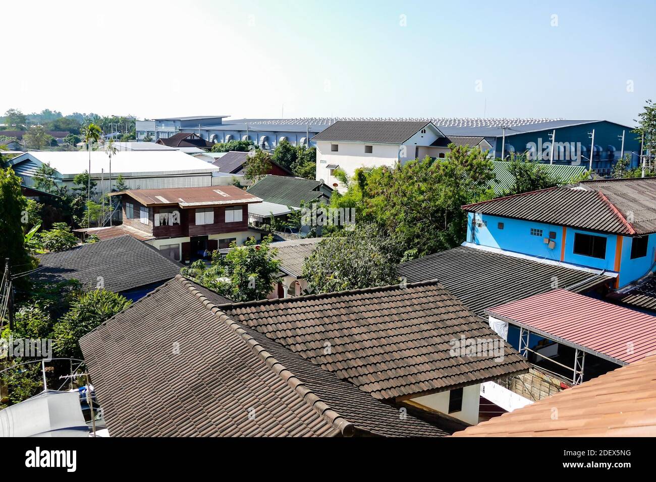 Old traditional buildings with tiled roofs in South East Asia Stock ...