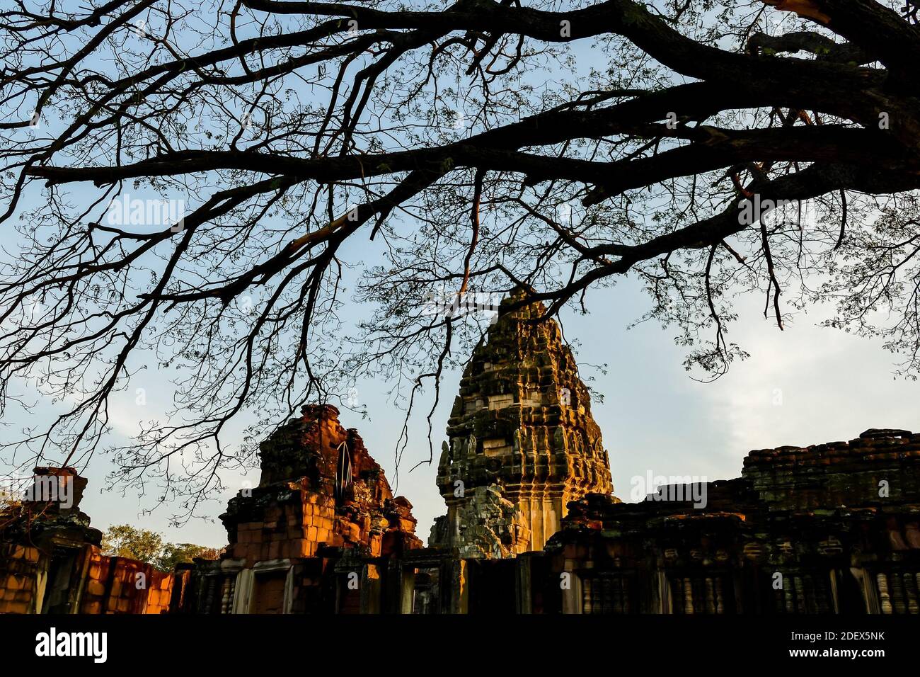 Ancient stone castles in Phimai Historical Park in Thailand seen ...