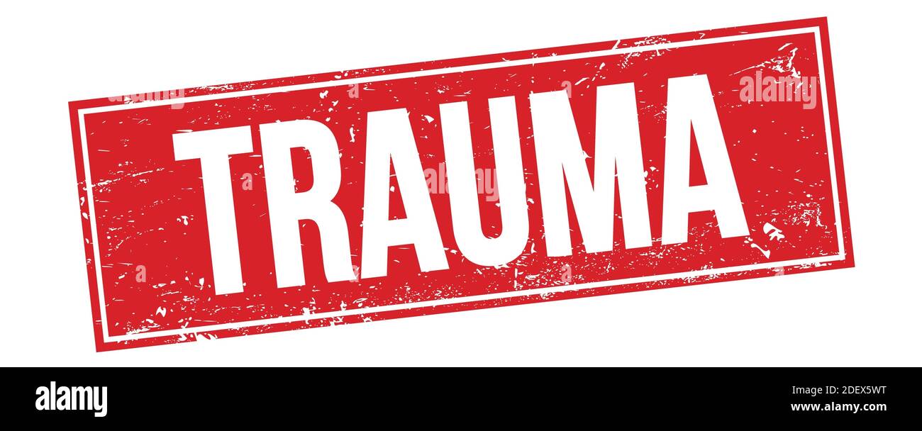 TRAUMA text on red grungy rectangle stamp sign Stock Photo - Alamy