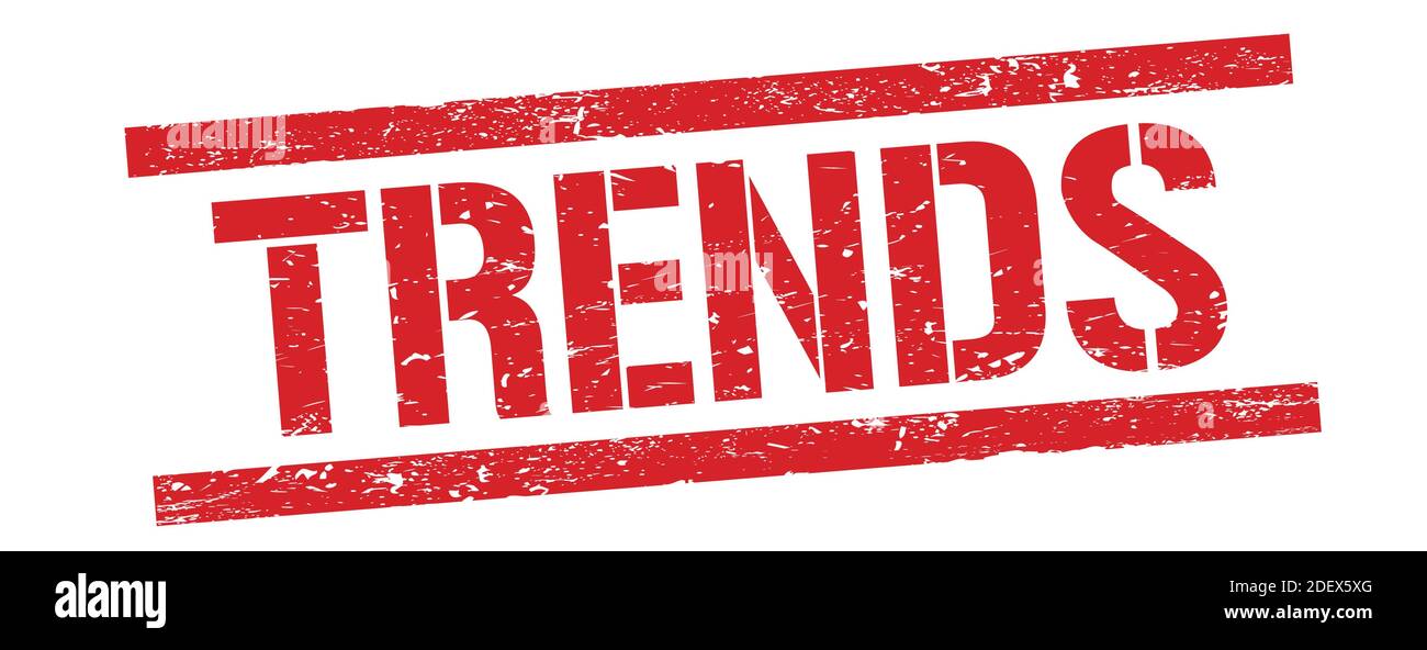 TRENDS text on red grungy rectangle stamp sign Stock Photo - Alamy