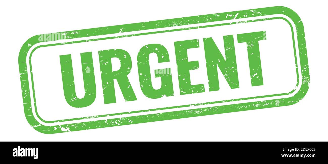 URGENT text on green grungy vintage rectangle stamp Stock Photo - Alamy