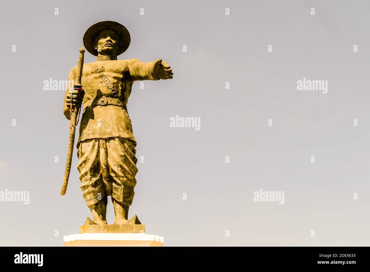 A closeup shot of a royal statue of the King Chao Anouvong in Vientiane ...