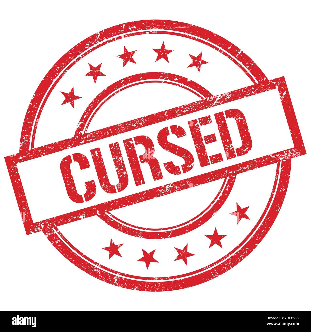 CURSED text written on red round vintage rubber stamp Stock Photo - Alamy