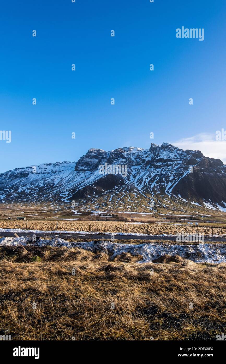 Icelandic mountains covered in snow Stock Photo - Alamy