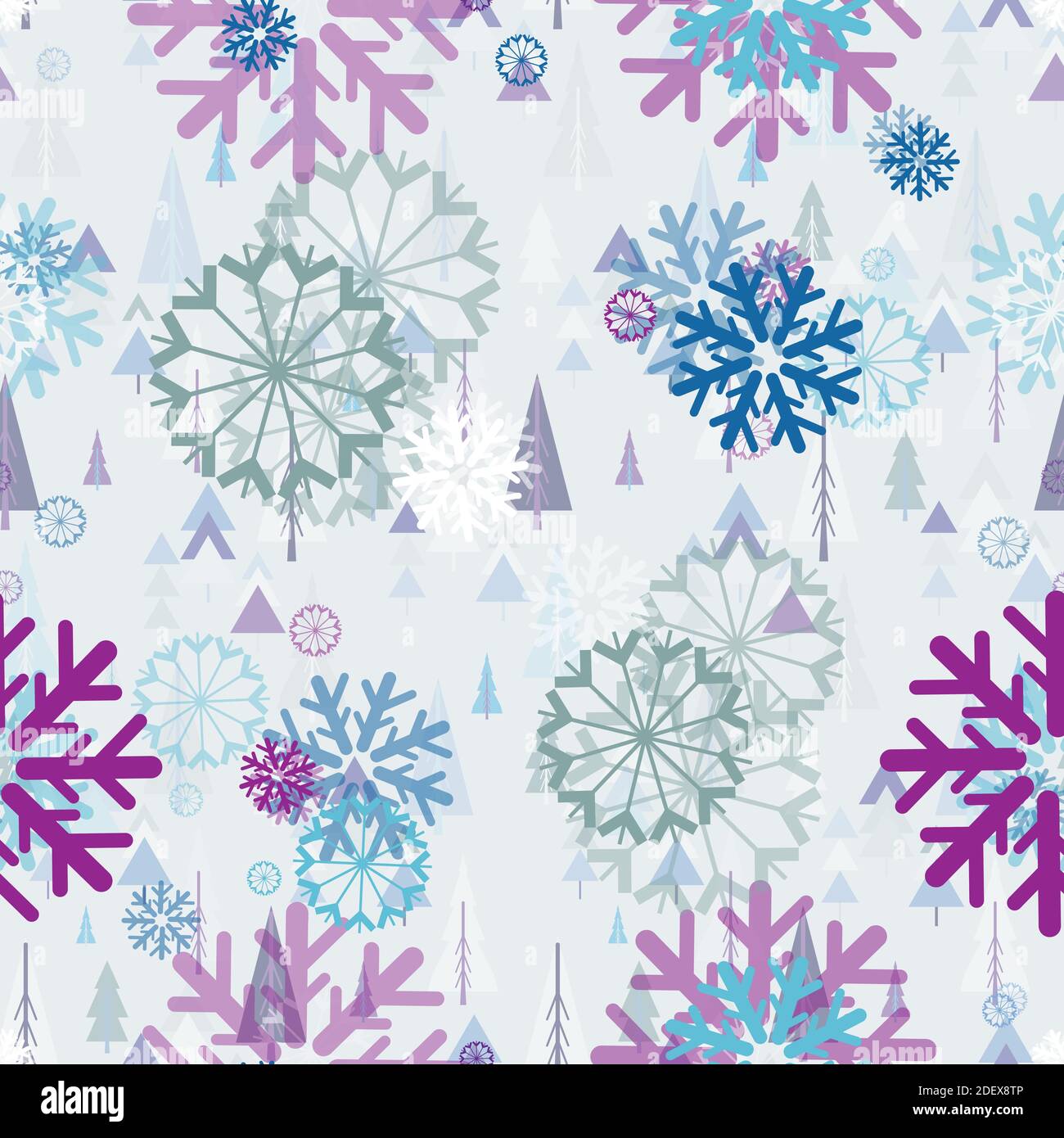 Seamless repeating background of different kinds of snowflakes Stock ...