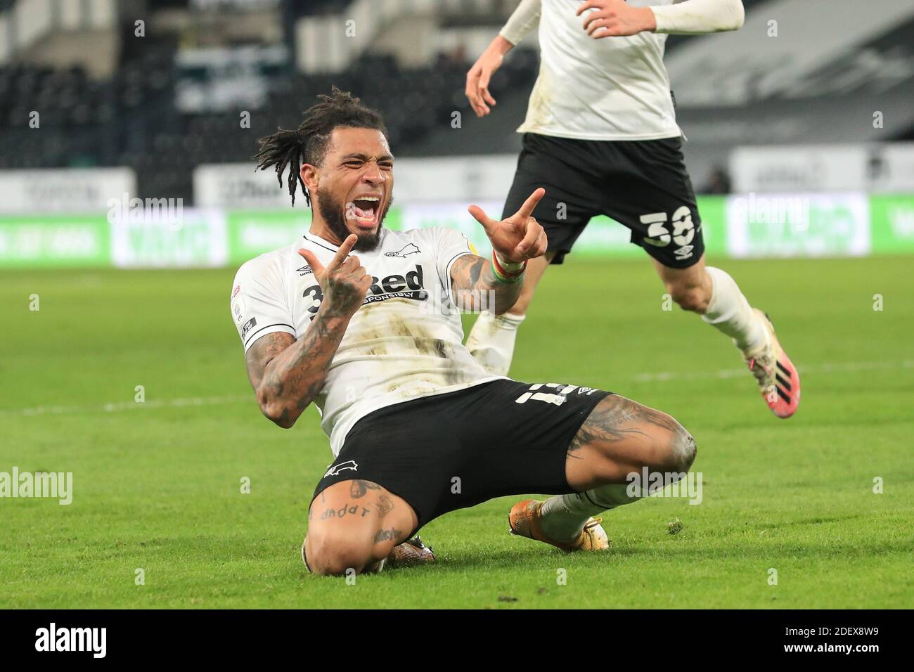 CELEBRATION Colin Kazim-Richards #13 of Derby County celebrates his ...