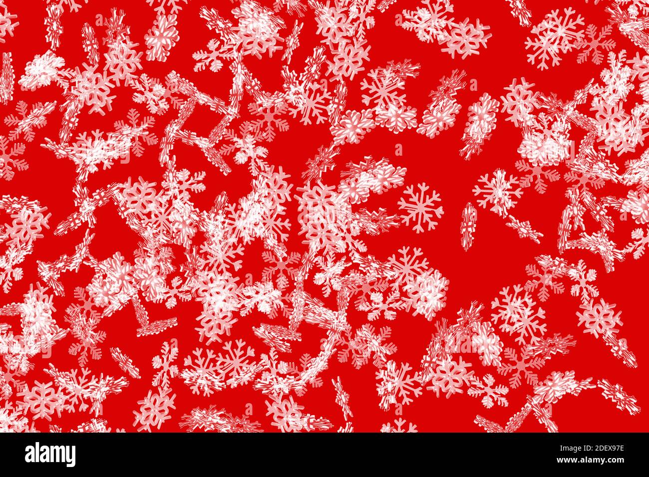Red snowflake pattern with falling snowflakes Stock Photo - Alamy