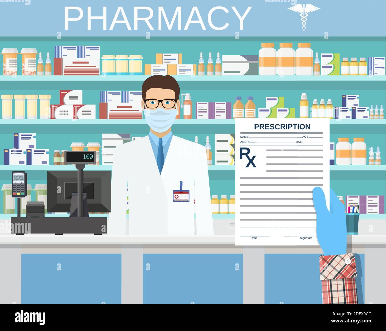 hand holding a prescription rx form Stock Vector Image & Art - Alamy