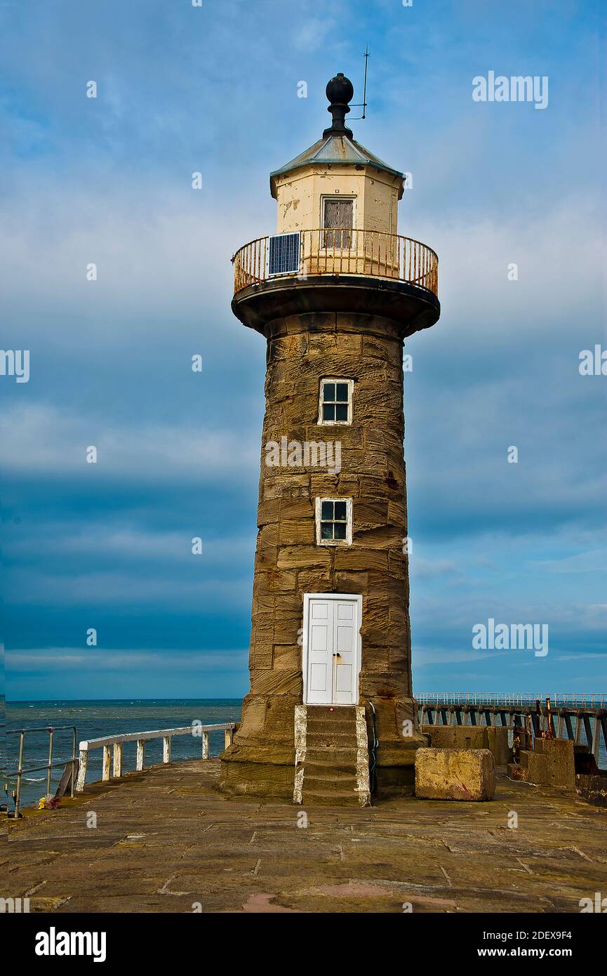 lighthouse at whitby, north yorkshire, uk Stock Photo - Alamy