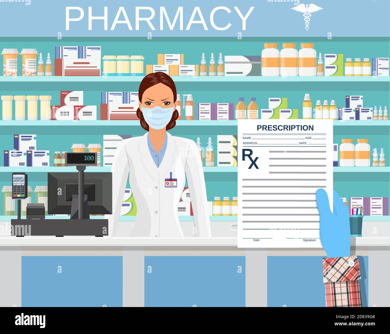 hand holding a prescription rx form Stock Vector Image & Art - Alamy