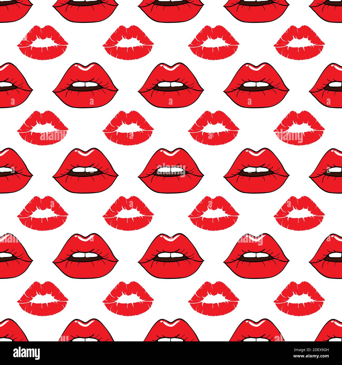Seamless pattern with a lipstick kiss prints on white background. Vector background Stock Vector ...