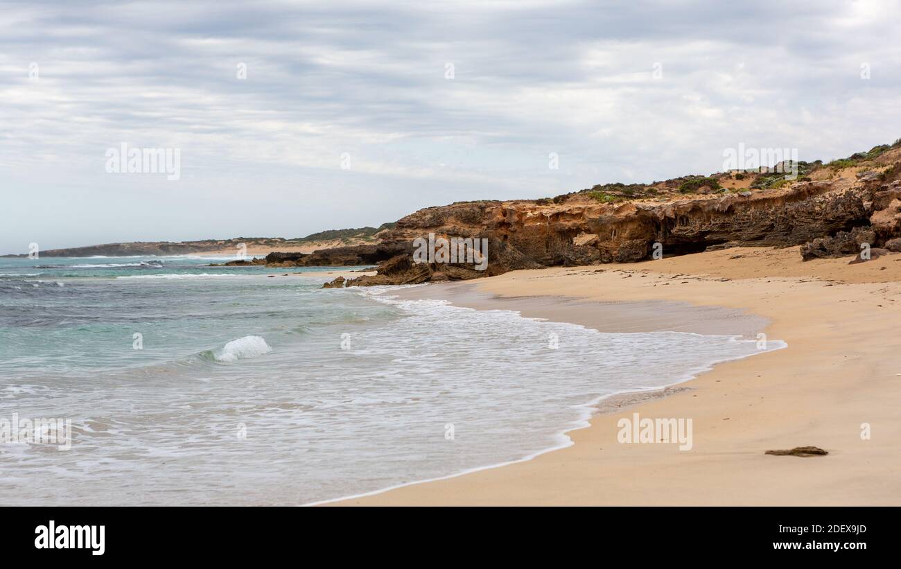 The iconic surfing beach at Stony Point located in Robe South Australia ...