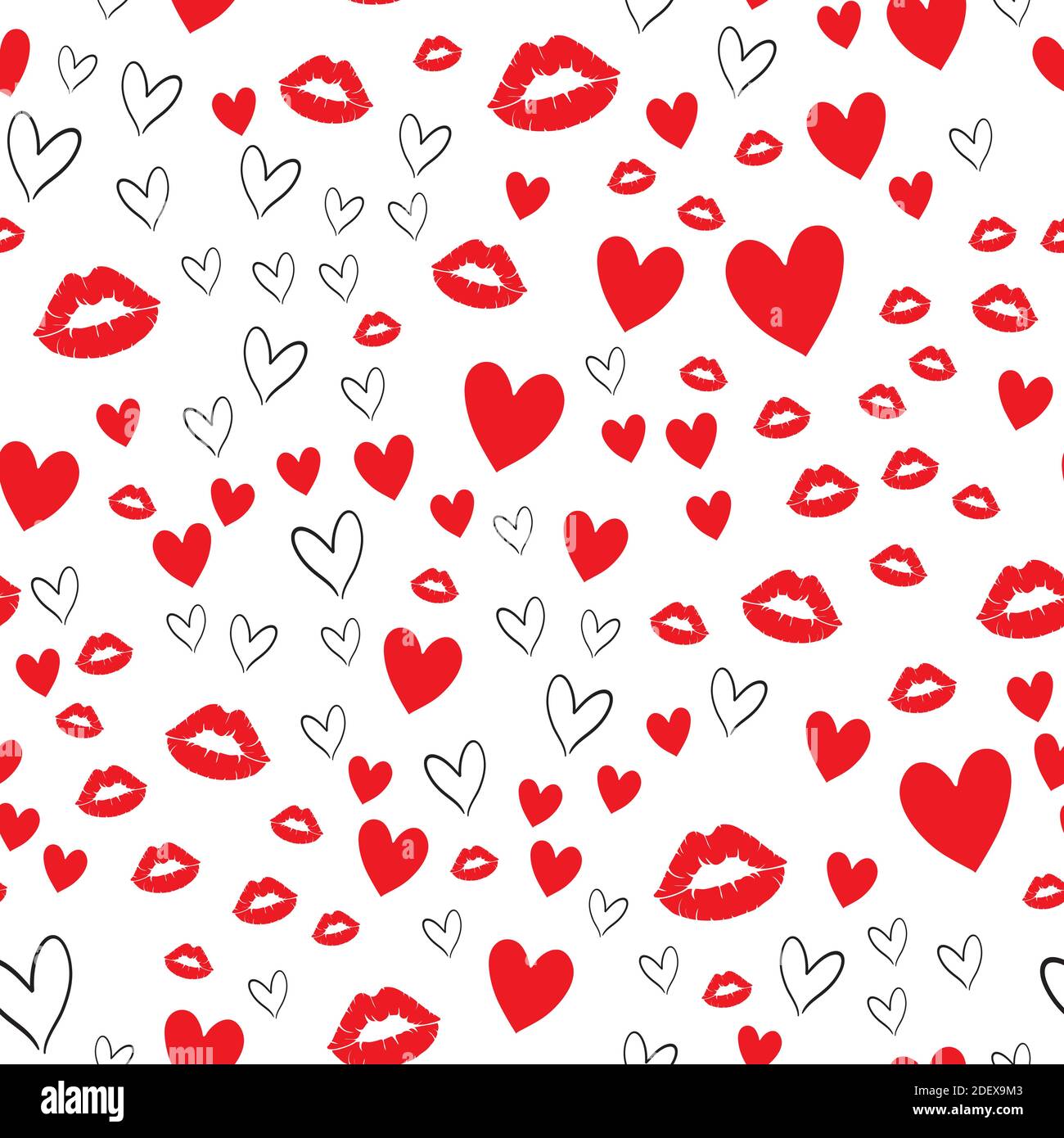 Seamless pattern with a lipstick kiss prints on white background ...