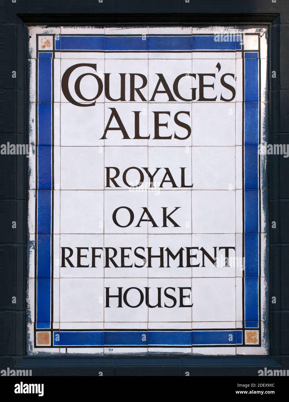 A Close Up Of The Courage's Ales Royal Oak Ceramic Tile Advertising ...