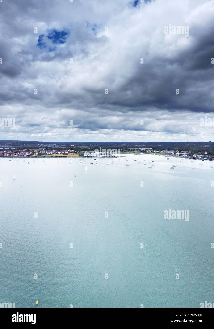 birds eye view over the river chelmer look across the water at the ...