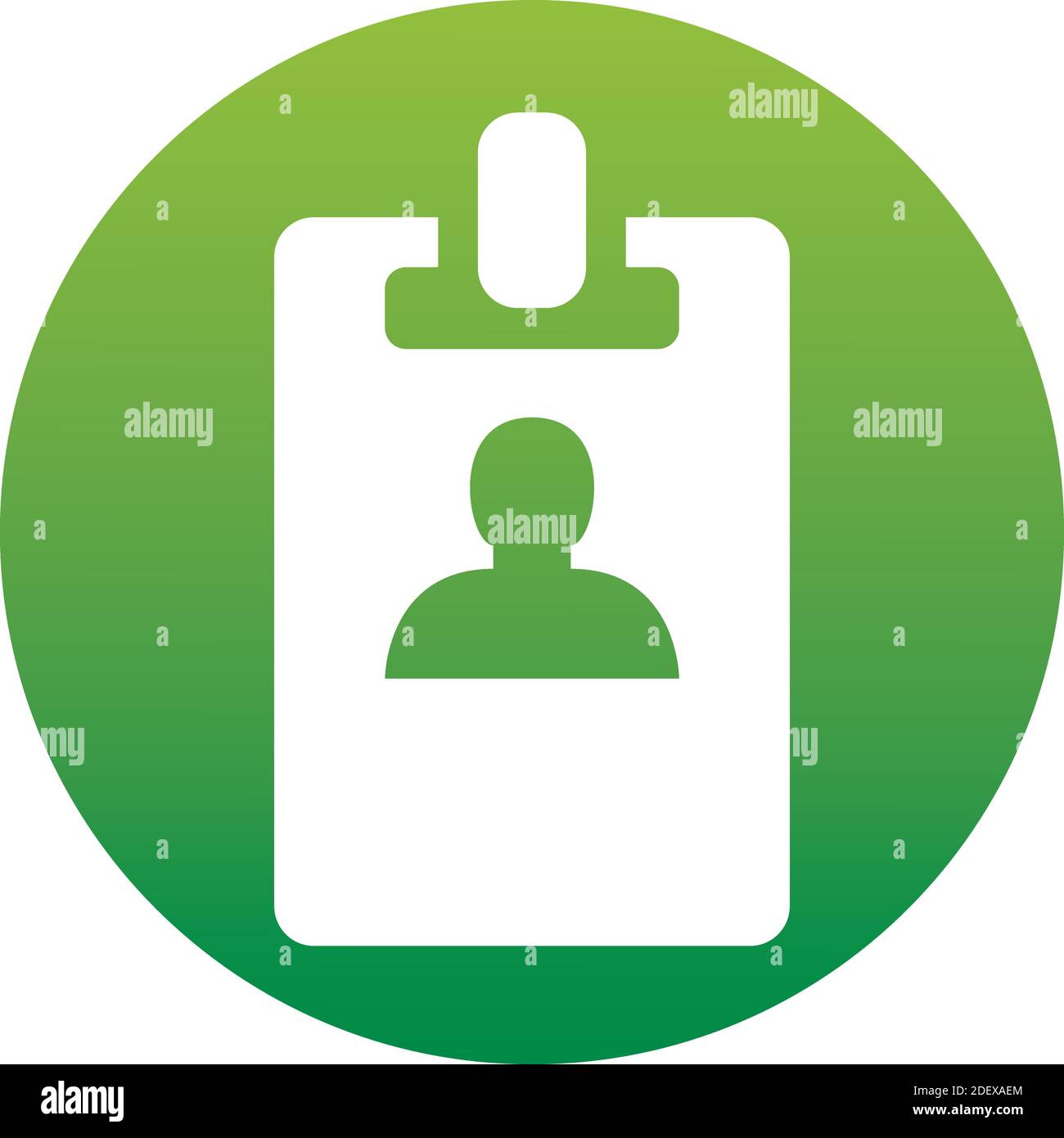 Web icon in green circle. Business; blank id cards with clasp (badge ...