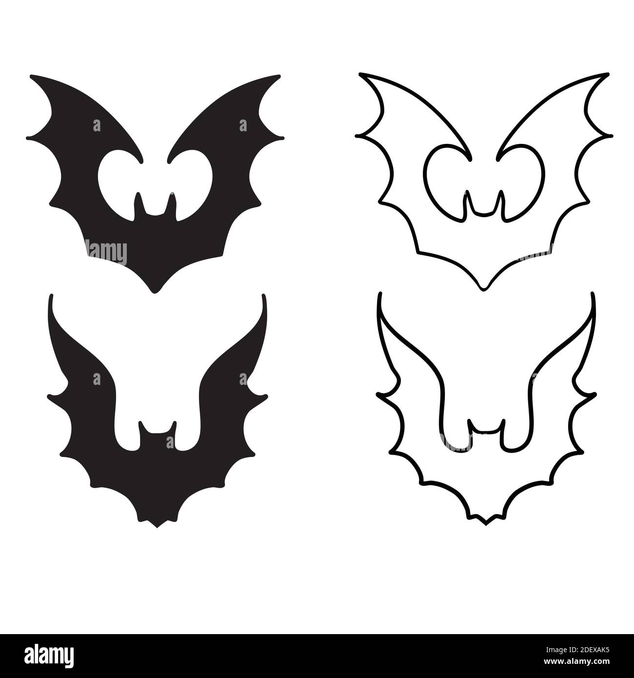 Set bats. Collection of bats. Flying bats. Halloween. Set of black ...