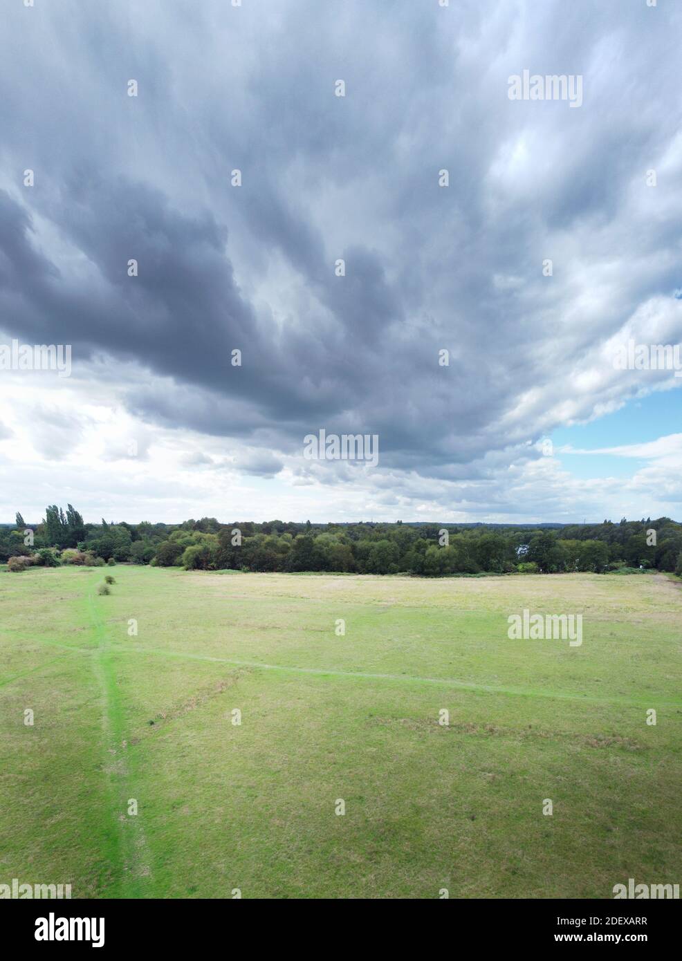 landscape view from above of the countryside of shepperton outside ...