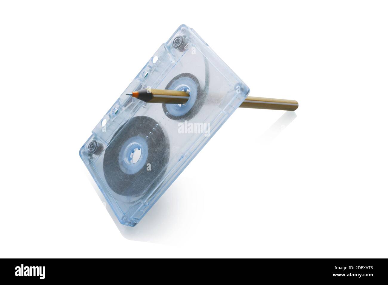 Rewind tape on cassette isolated on white background Stock Photo - Alamy