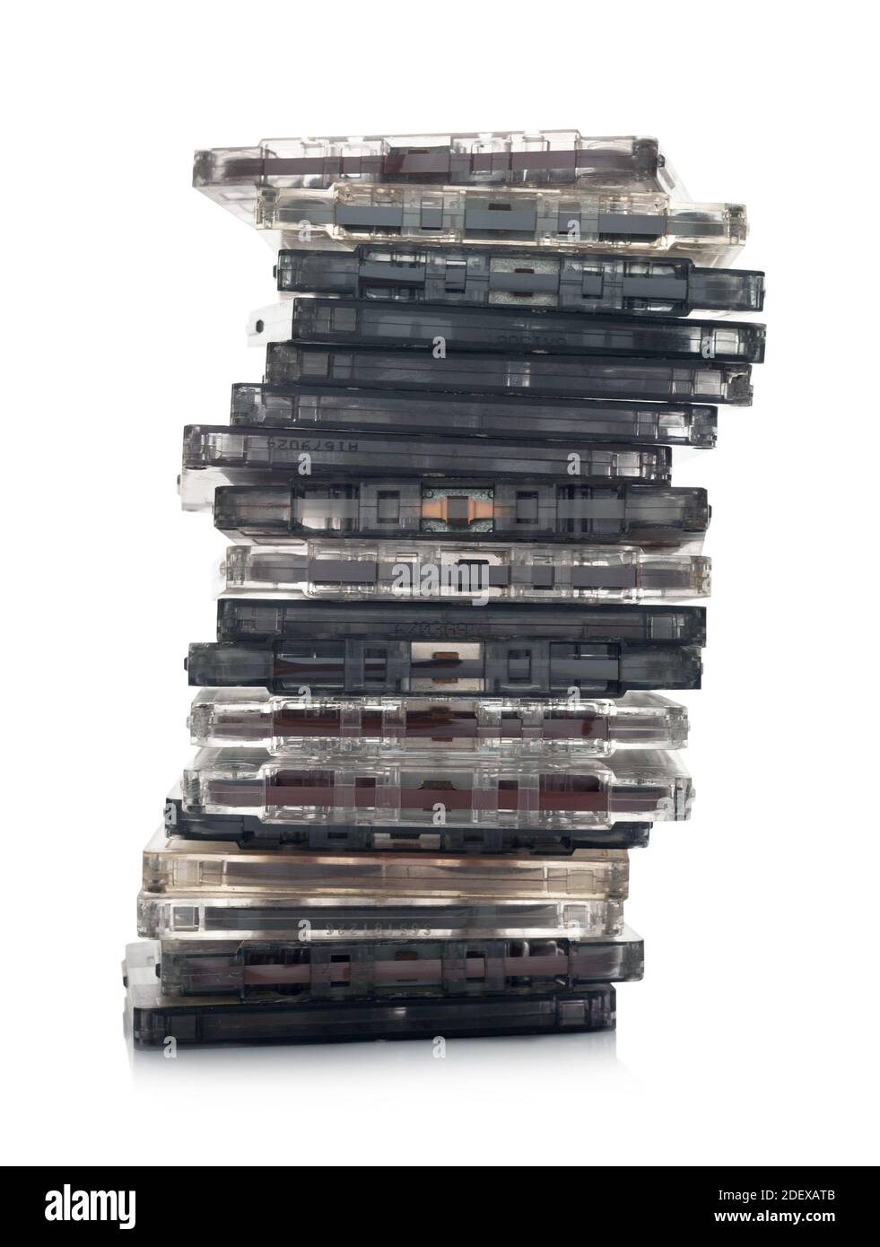 Collection of music cassettes stack isolated on white background Stock ...