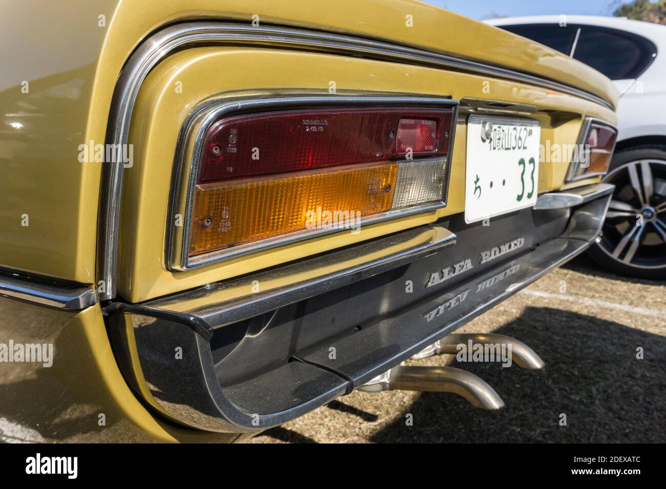 Close up detail of the rear of a gold Alfa Romeo Montreal classic ...