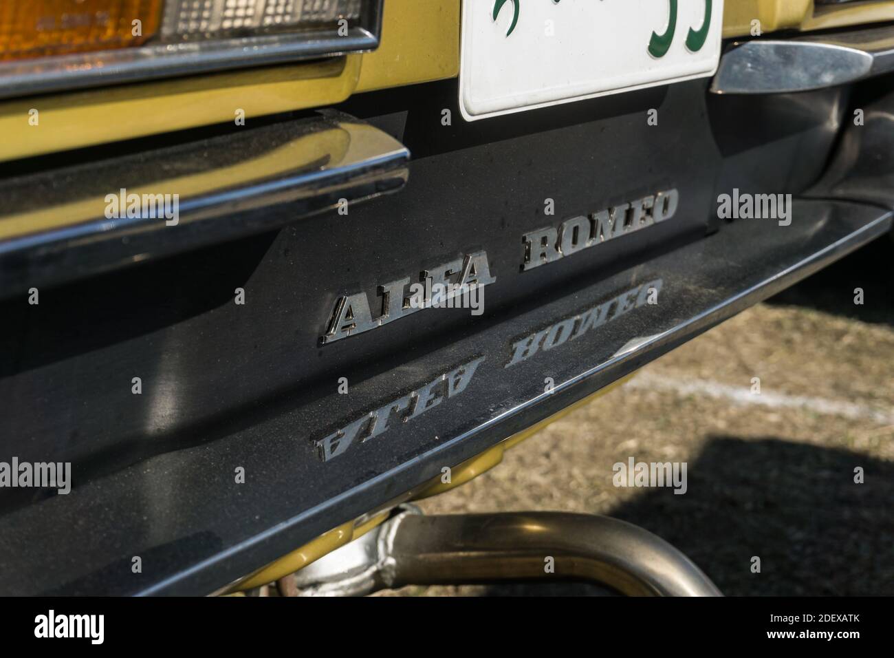 Close up detail of the rear of a gold Alfa Romeo Montreal classic ...