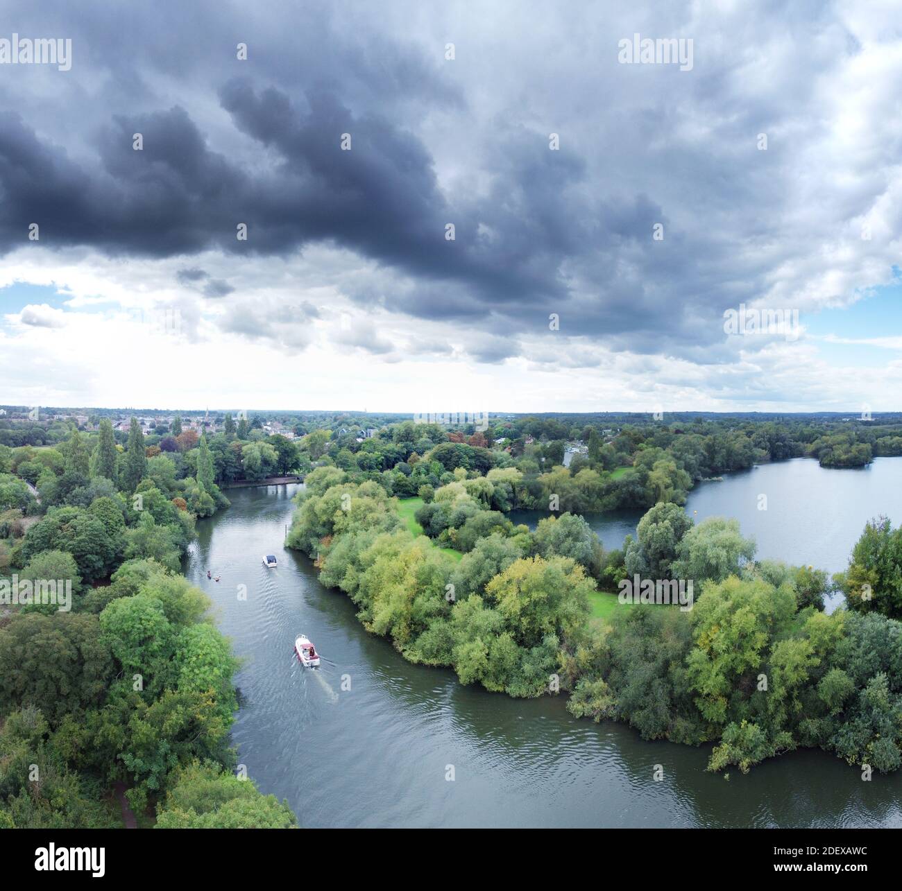 landscape view from above of the countryside of shepperton outside ...