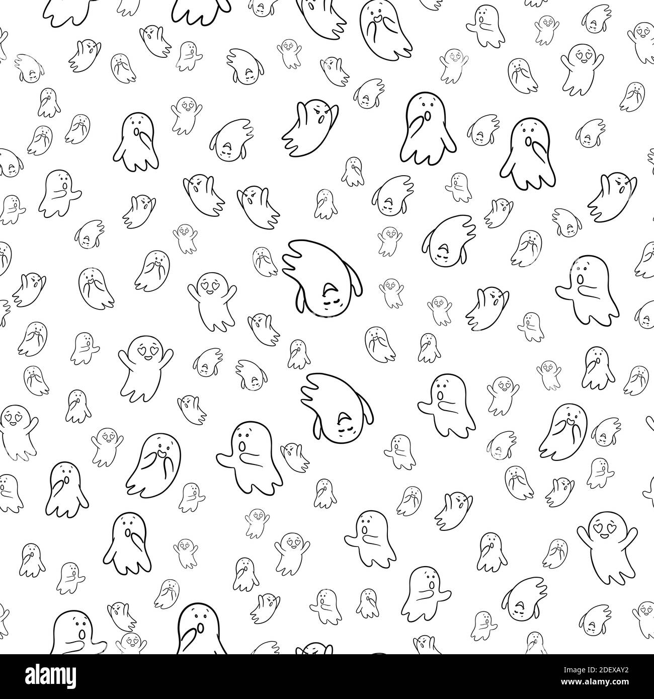 Halloween background. Seamless pattern of cute cartoon ghosts Stock ...